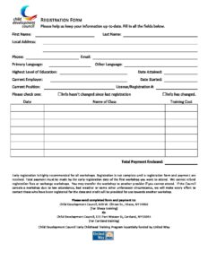 Training Registration Form | Child Development Council