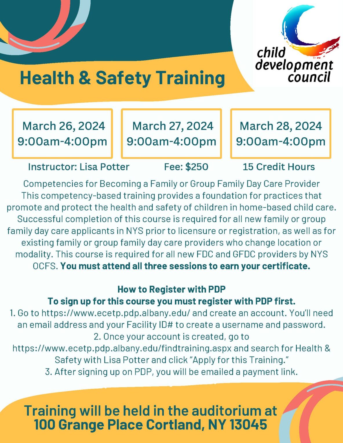 Health and Safety Training offered in March! | Child Development Council